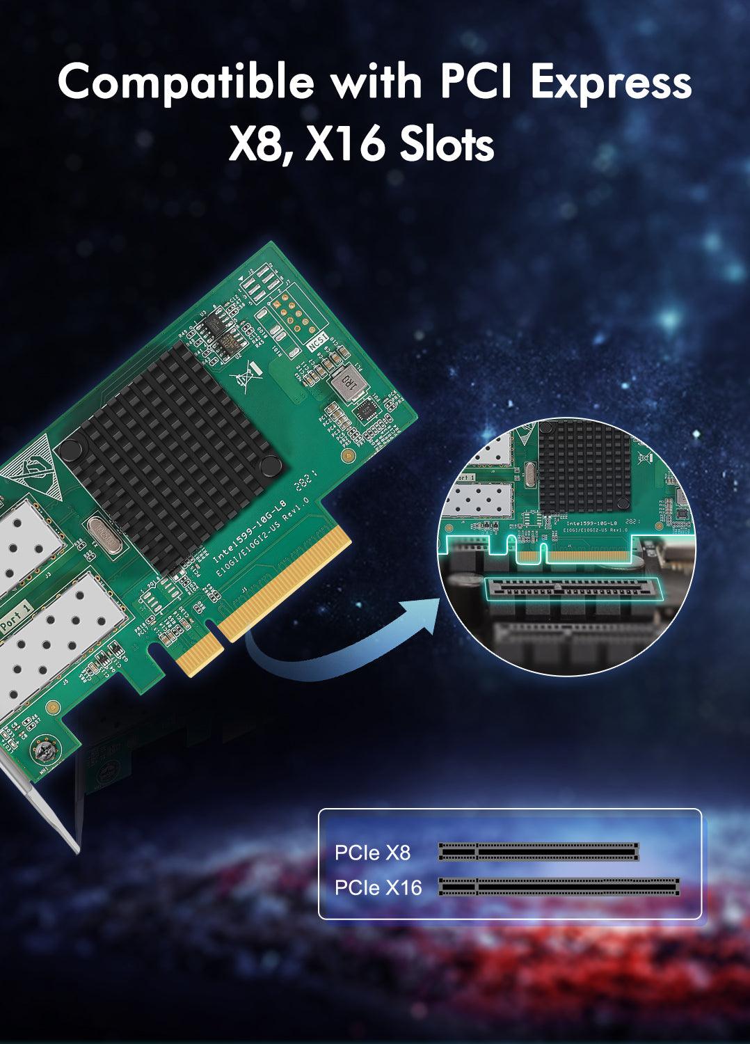 10Gb Dual LAN SFP PCI-e Network Card, Intel 82599(X520-DA2) Controller ...