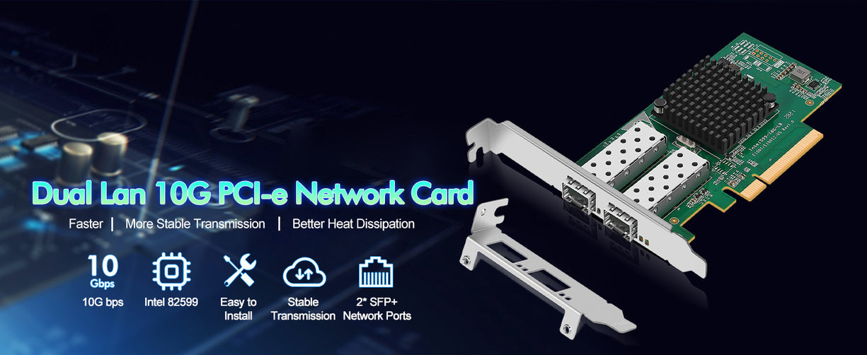 10Gb Dual LAN SFP PCI-e Network Card, Intel 82599(X520-DA2) Controller – NICGIGA