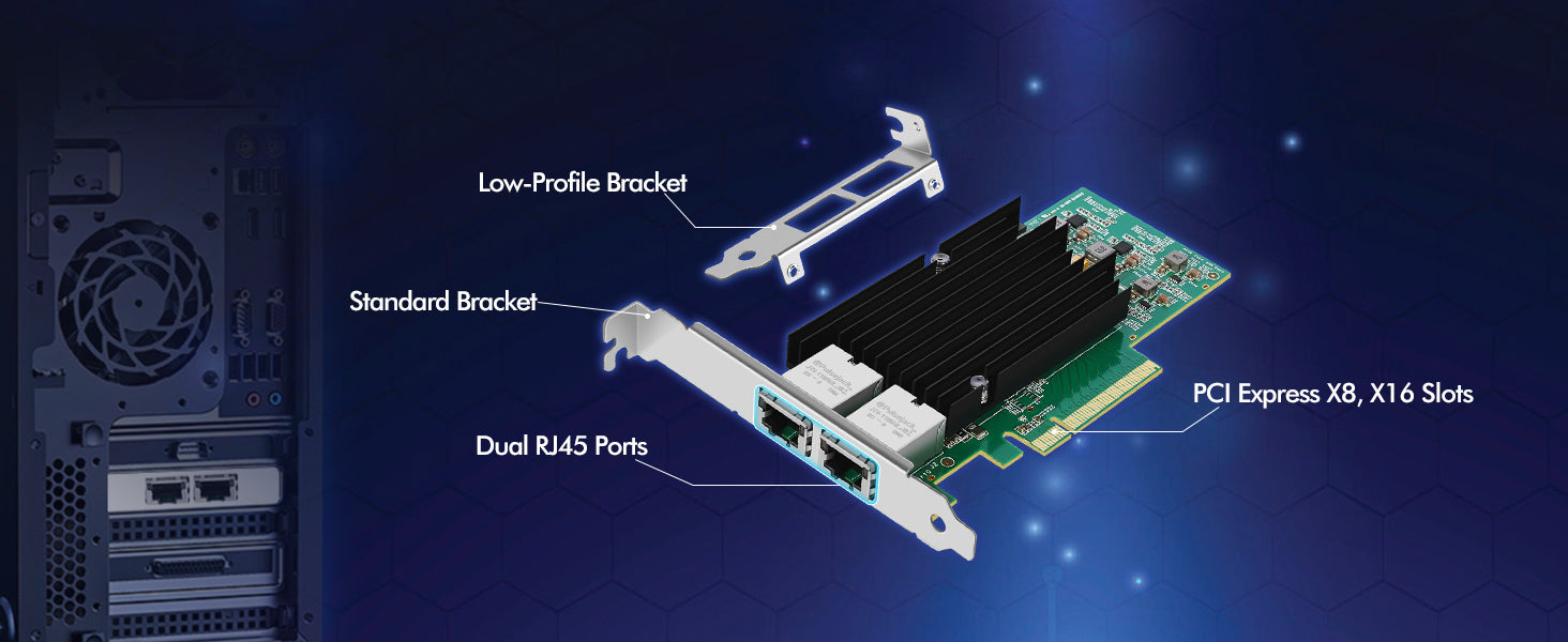 10Gb Dual LAN Base-T PCI-e Network Card, Intel X540 Controller, NICGIG ...