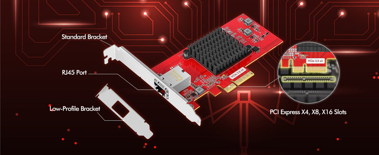 10Gb Base-T PCI-e Network Card, Marvell AQtion AQC107 Controller, NICG ...