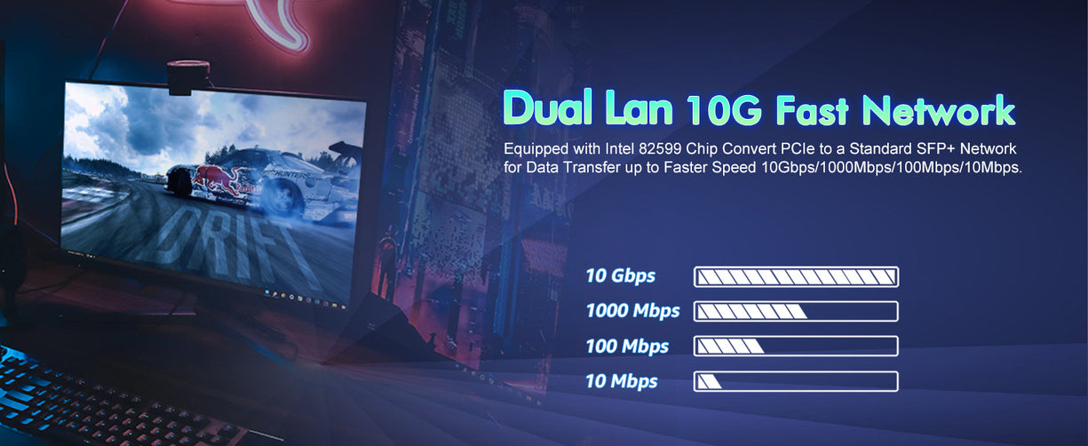10Gb Dual LAN SFP PCI-e Network Card, Intel 82599(X520-DA2) Controller ...