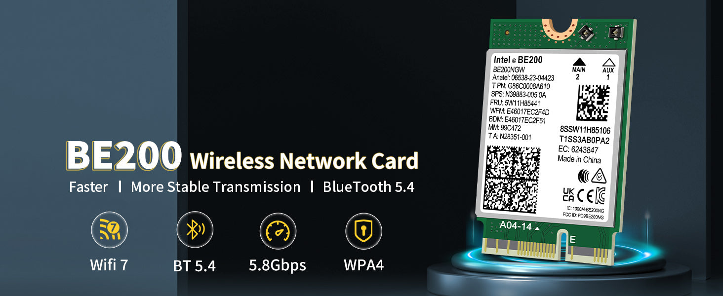 NICGIGA WiFi 7 Wireless Card Intel BE200 NGW, Bluetooth 5.4, 5800Mbps