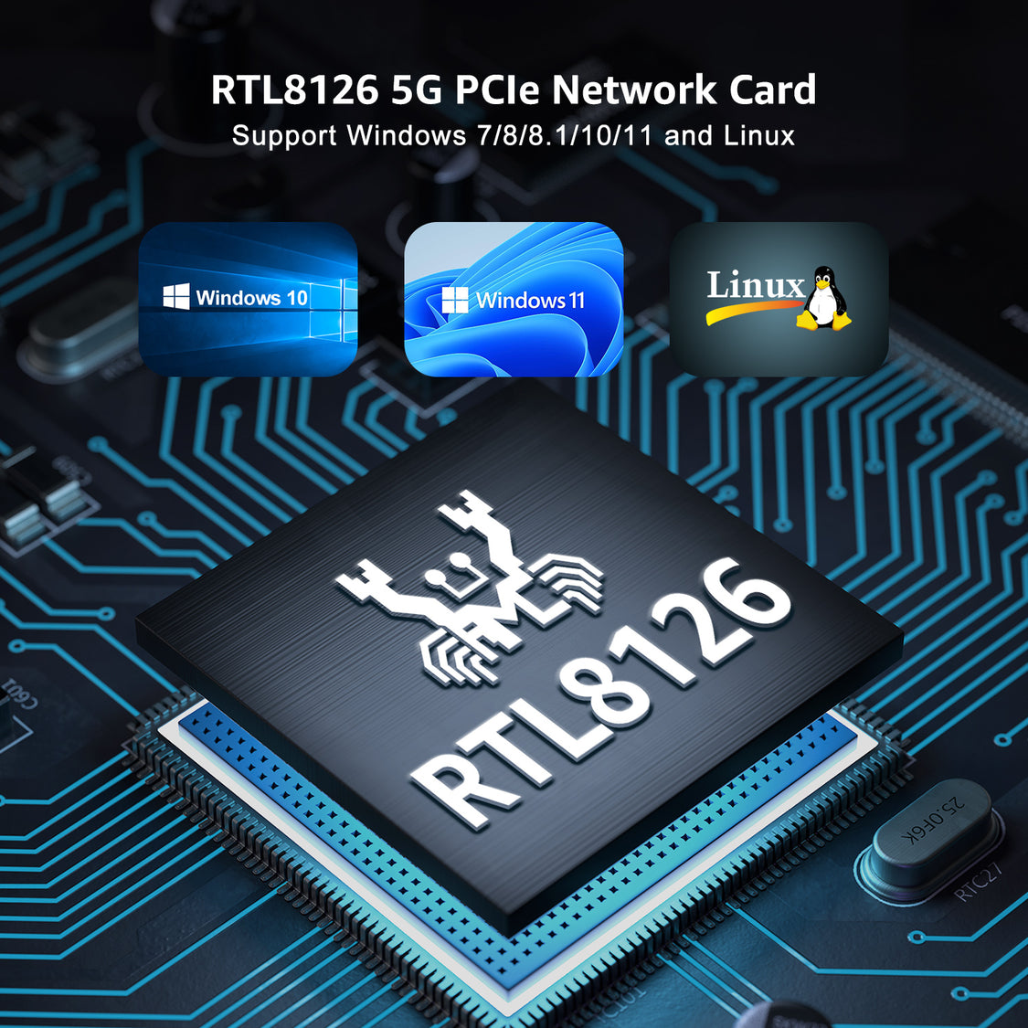5Gb Base-T Network Card, Realtek RTL8126 Controller, NICGIGA 5G PCIe E