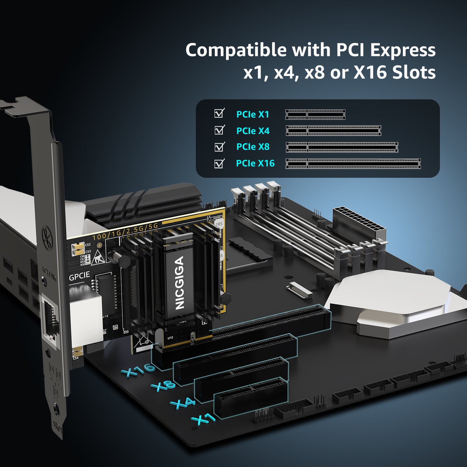 5Gb Base-T Network Card, Realtek RTL8126 Controller, NICGIGA 5G PCIe E