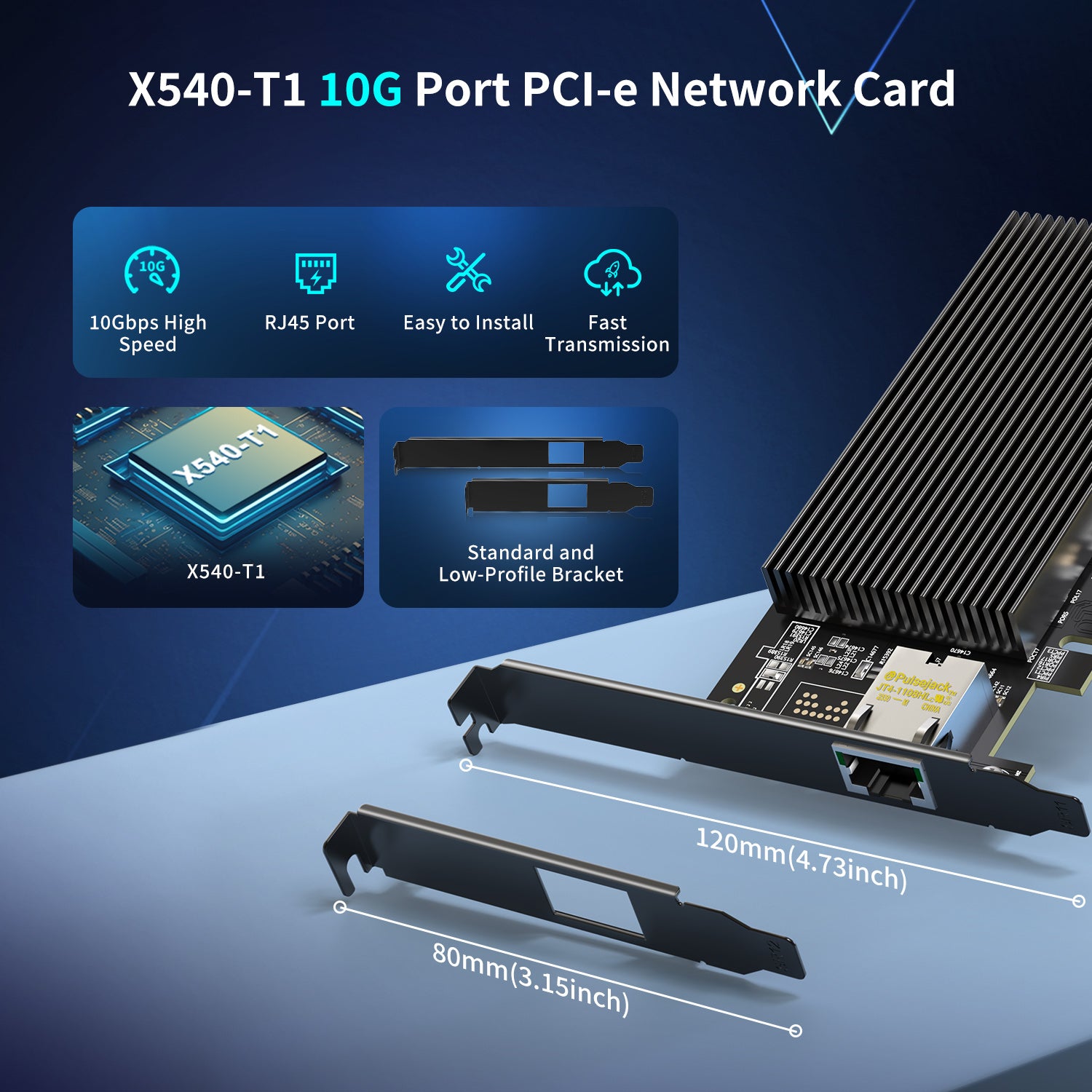 10Gb Base-T PCI-e Network Card, Intel X540-T1 Controller, NICGIGA 10Gb