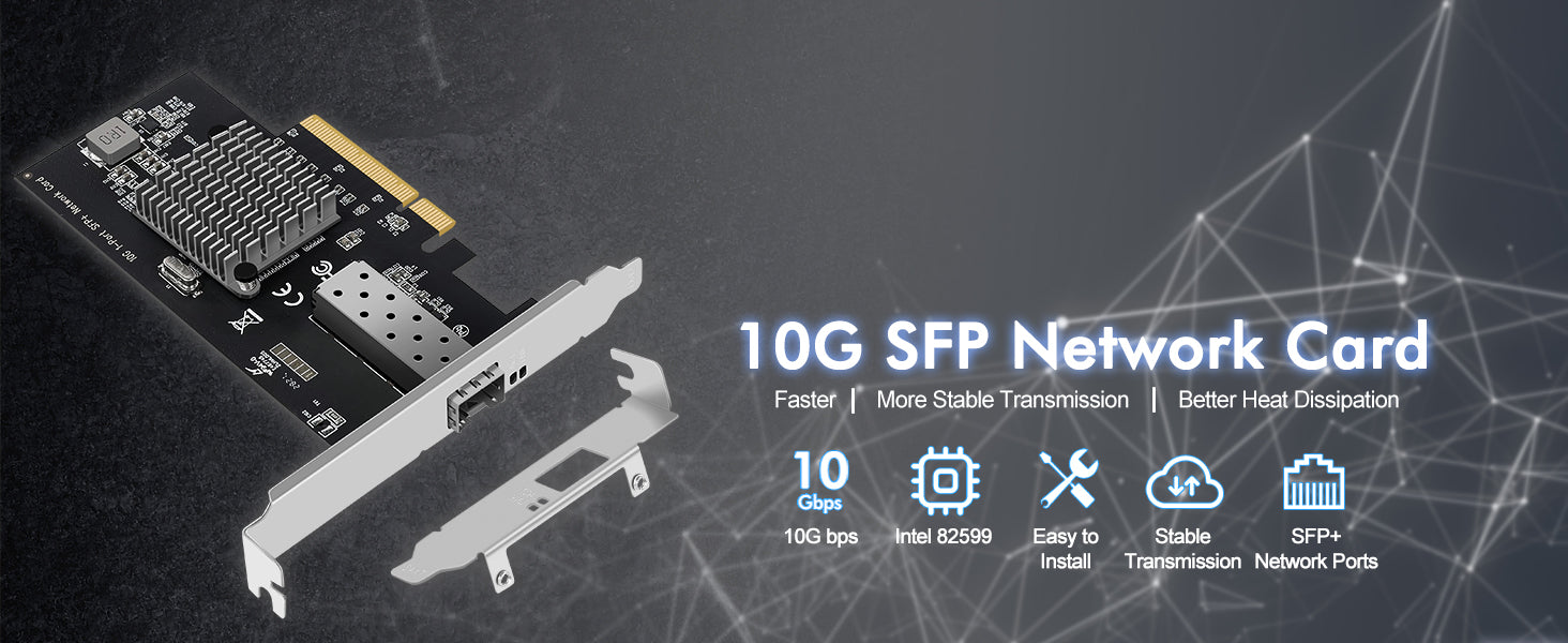 10Gb SFP+ PCI-e Network Card, Intel 82599(X520-DA1) Controller, NICGIG ...