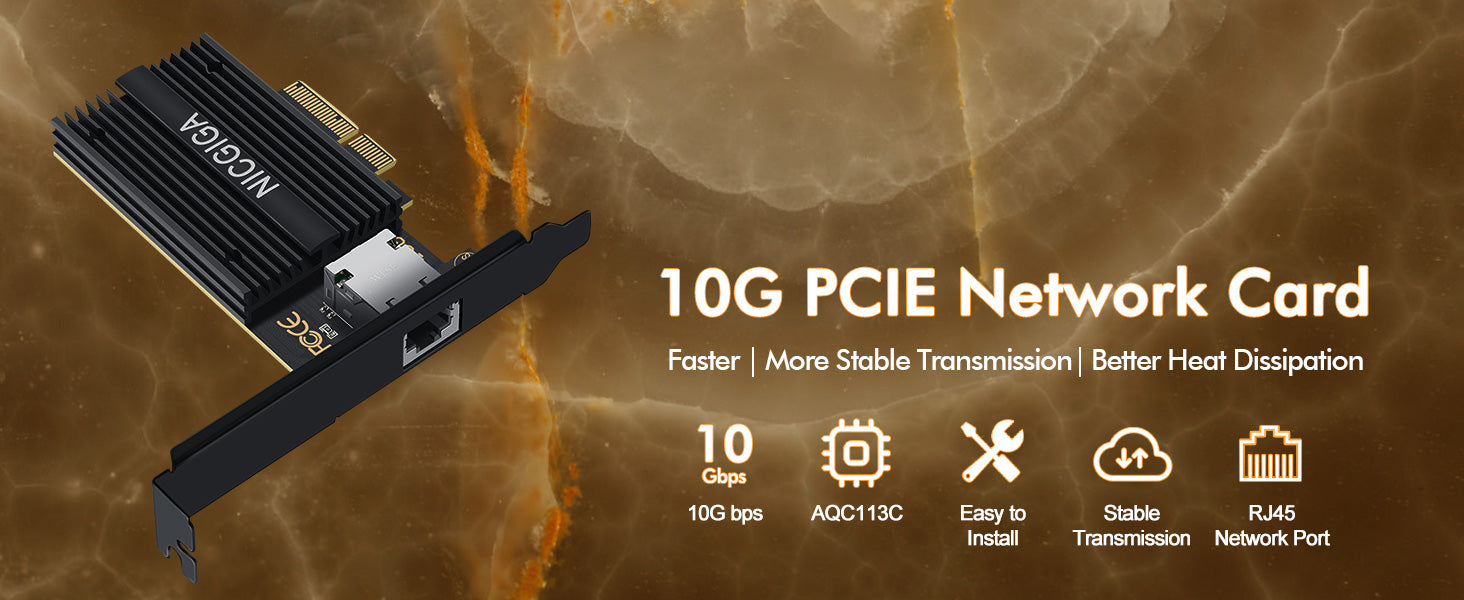 10G Base-T PCI-e Network Card, Marvell AQtion AQC113C Controller, NICG ...