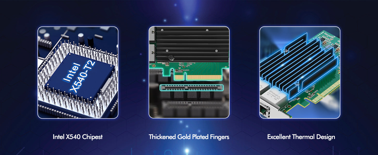 10Gb Dual LAN Base-T PCI-e Network Card, Intel X540 Controller, NICGIG ...