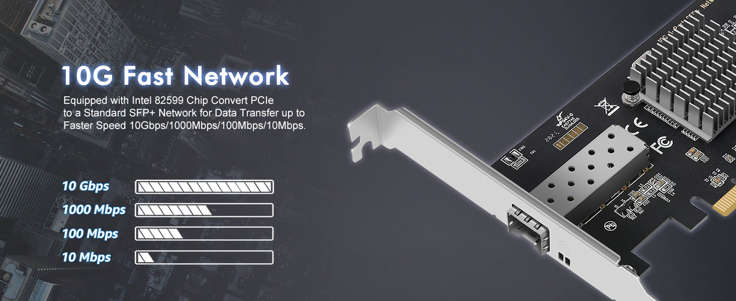 10Gb SFP+ PCI-e Network Card, Intel 82599(X520-DA1) Controller, NICGIG ...
