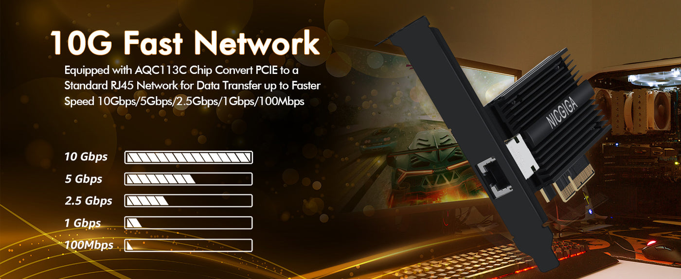 10G Base-T PCI-e Network Card, Marvell AQC113 Controller, NICGIGA 10Gb